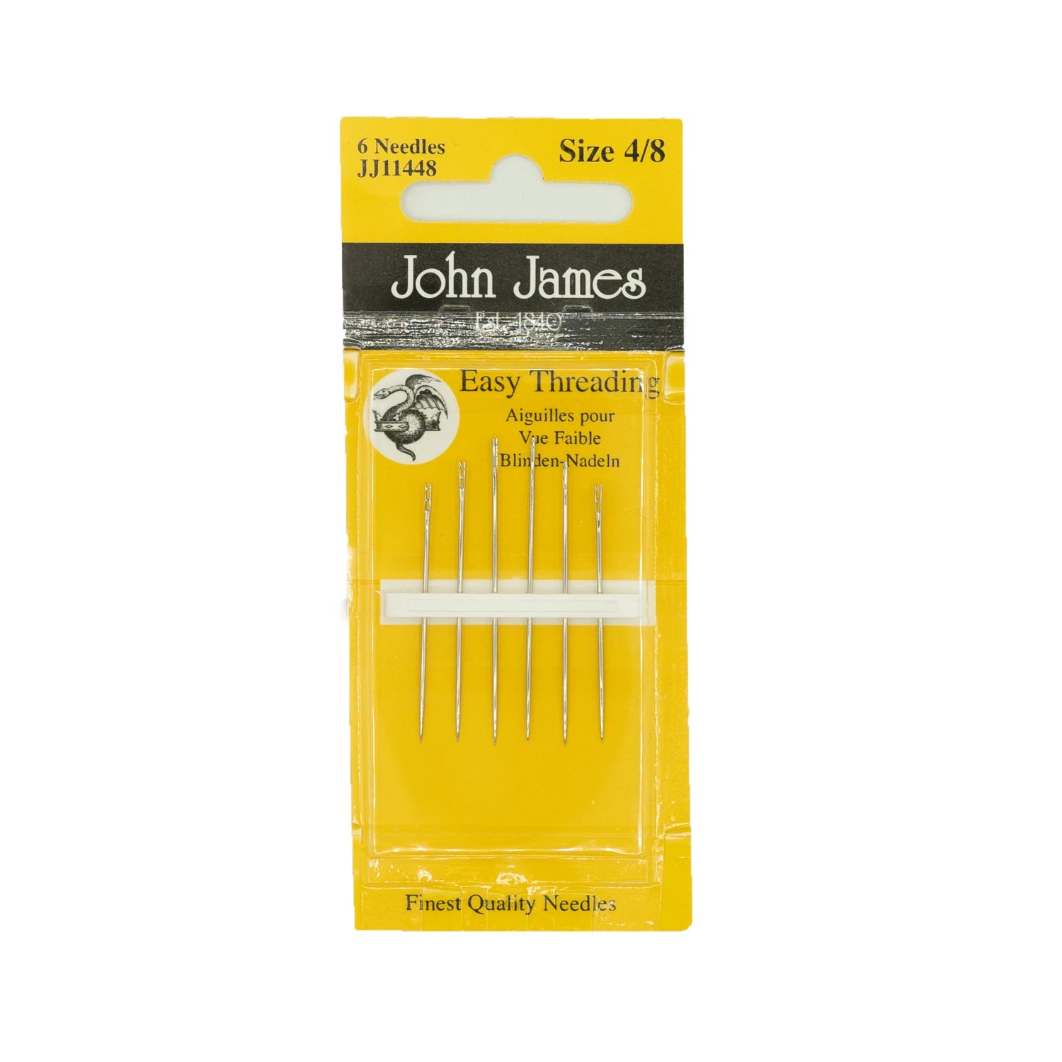 John James Easy Threading Needles - package of 6, multi size 4/8 – Mended Hearts Quilting & Boutique