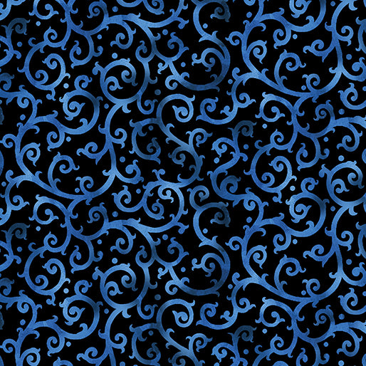 Christmas Spirit - Scrolling Splendor, Blue/Black - 16277-56 – Mended ...