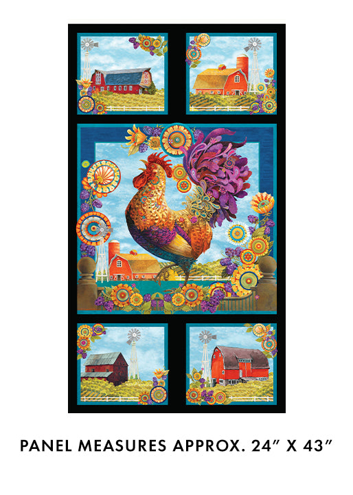 Panel 300 - Something To Crow About - Barnyard Rooster Panel, Multi ...
