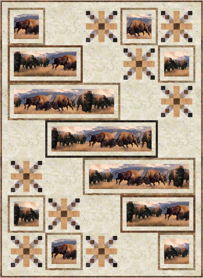 Bison at the Border - Panel Quilt Pattern – Mended Hearts Quilting ...