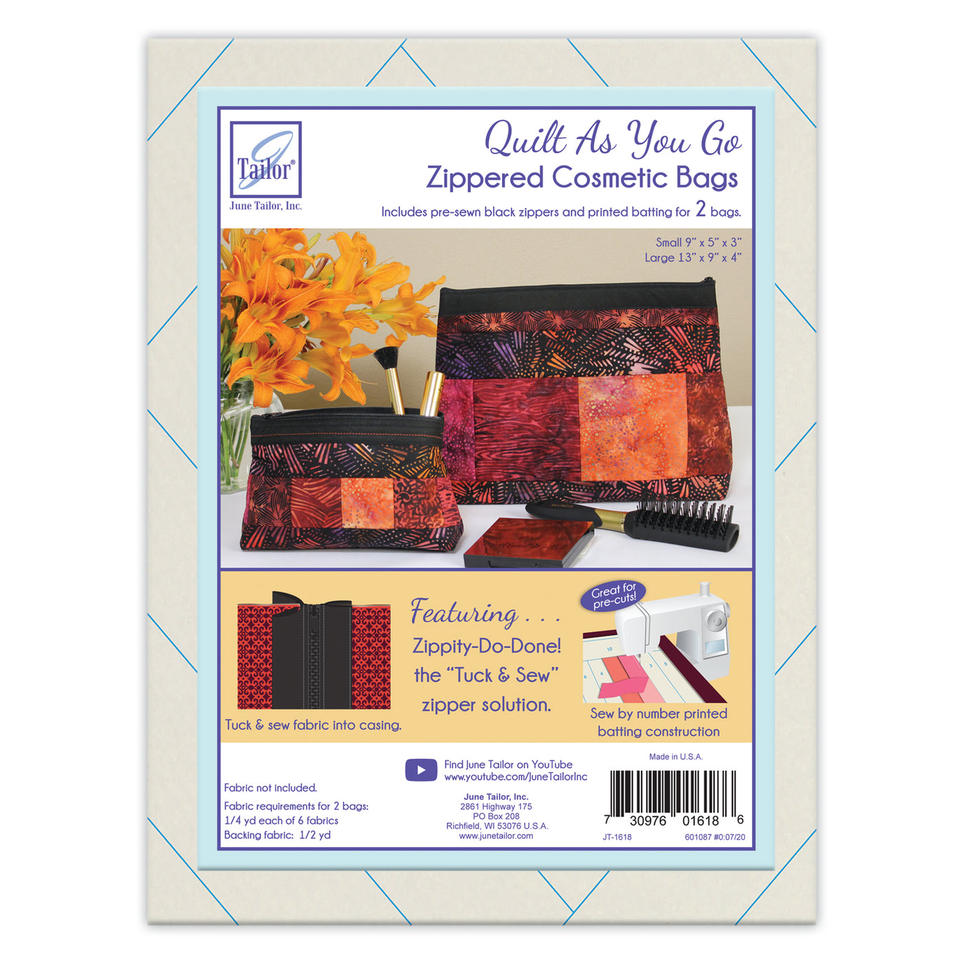 Cosmetic Bags with Black Zippity Do Done Zipper - June Tailor – Mended ...